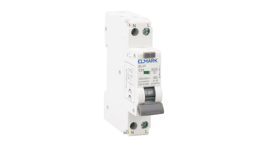 Elmark kombinált fi relé JEL6, AC 1P+N 6KA C25A, 30mA, 40504A
