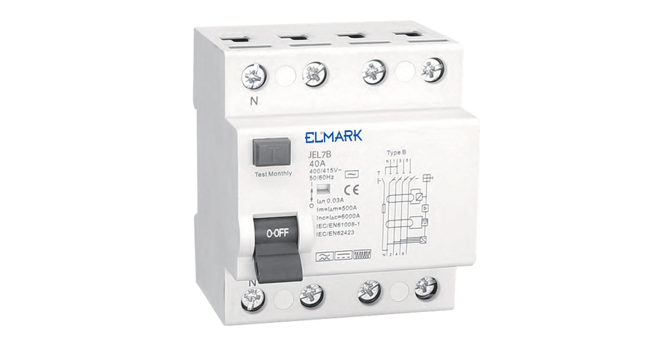 Elmark Fi relé B osztály JEL7B 10kA 4P B 32A/30mA, 40854B